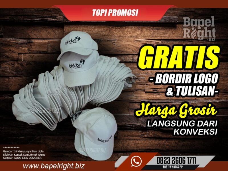 Topi BKKBN | Logo Bordir komputer | Konveksi Topi Promosi